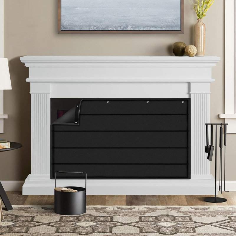 Charlton Home® Magnet Fireplace Cover, 39'' x 32'', Blcoks Drafts Stops Heat Loss Fireplace ...